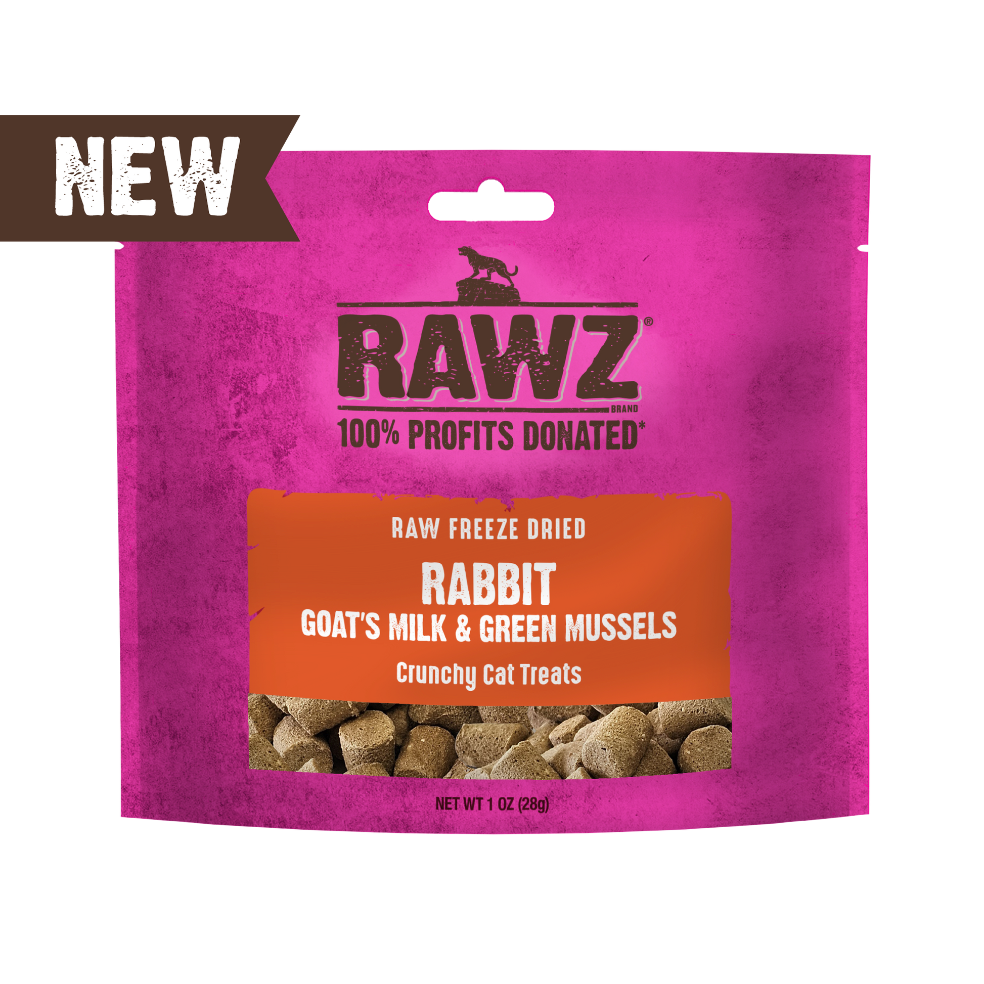 Raw Freeze-Dried Rabbit, Goat's Milk & Green Mussels Crunchy Cat Treat ...